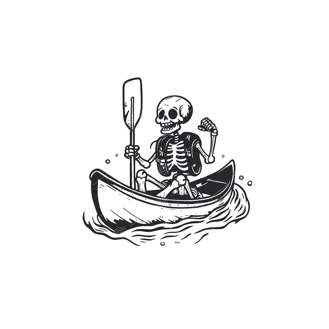 Skeleton Kayaking Svg Png, Canoe Svg, Canoeing Svg, Boat Svg, Boat and ...