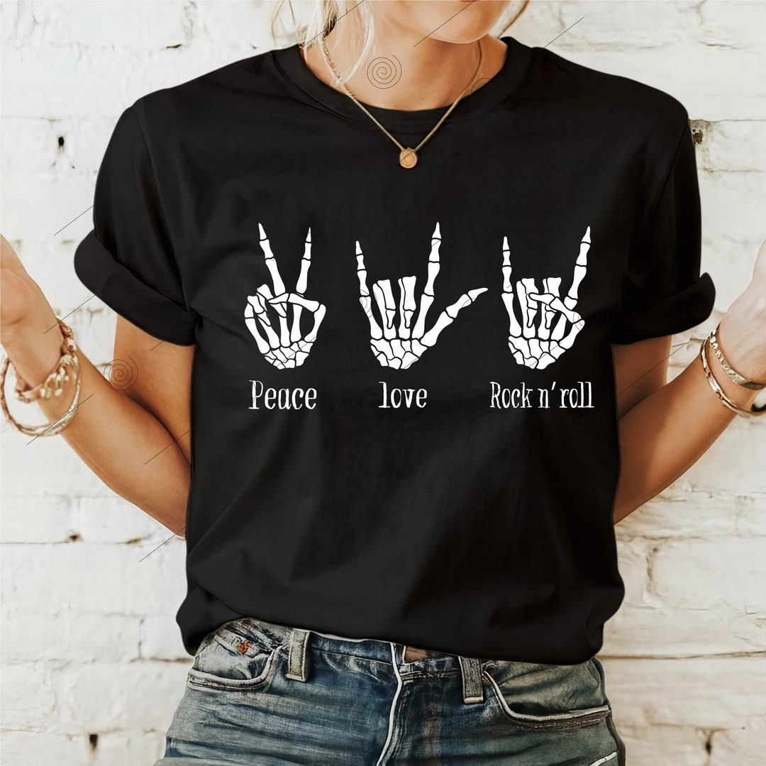 Skeleton Rock Hand Svg, Skull Rock Horns Hand Sign, Rock and Roll Devil ...