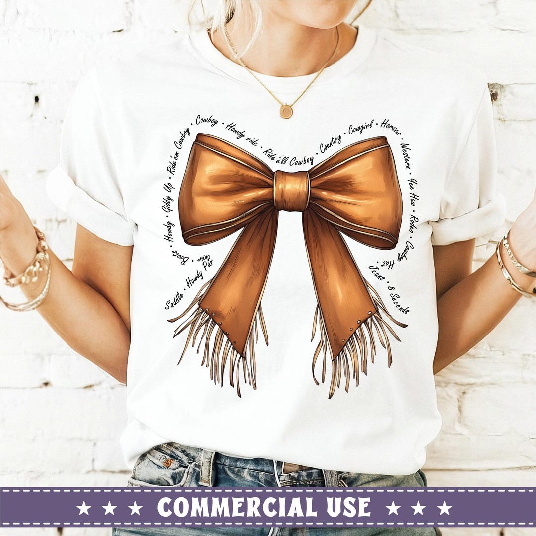 Western Cowgirl Bow Png, Howdy Brown Leather Bow Png, Cowhide Bow Png ...