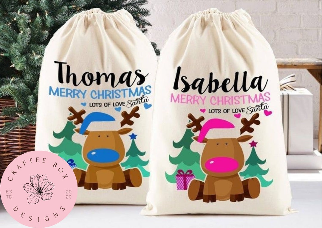 Large Personalised Sack, Large Personalised Christmas Sack, Reindeer ...