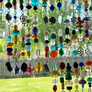 Glass Beaded Valance, Boho Beaded Curtains, Sun Catcher Window Art ...