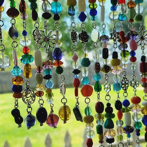 Glass Beaded Valance, Boho Beaded Curtains, Sun Catcher Window Art ...