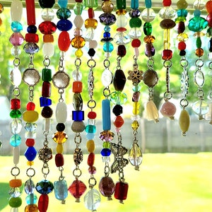 Glass Beaded Valance, Boho Beaded Curtains, Sun Catcher Window Art ...