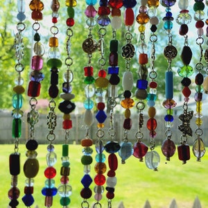 Glass Beaded Valance, Boho Beaded Curtains, Sun Catcher Window Art ...