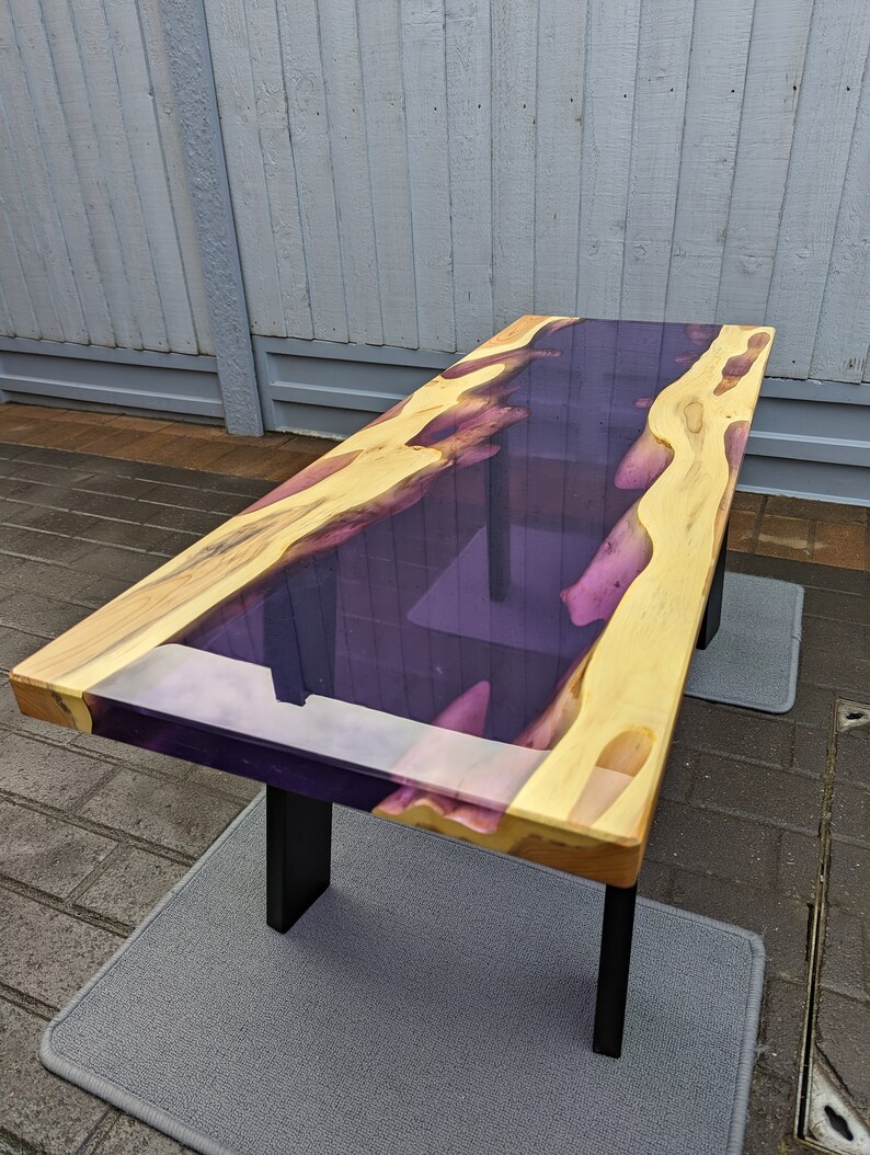 Live Edge Yew River Table With Amethyst Purple Epoxy Resin - Etsy UK