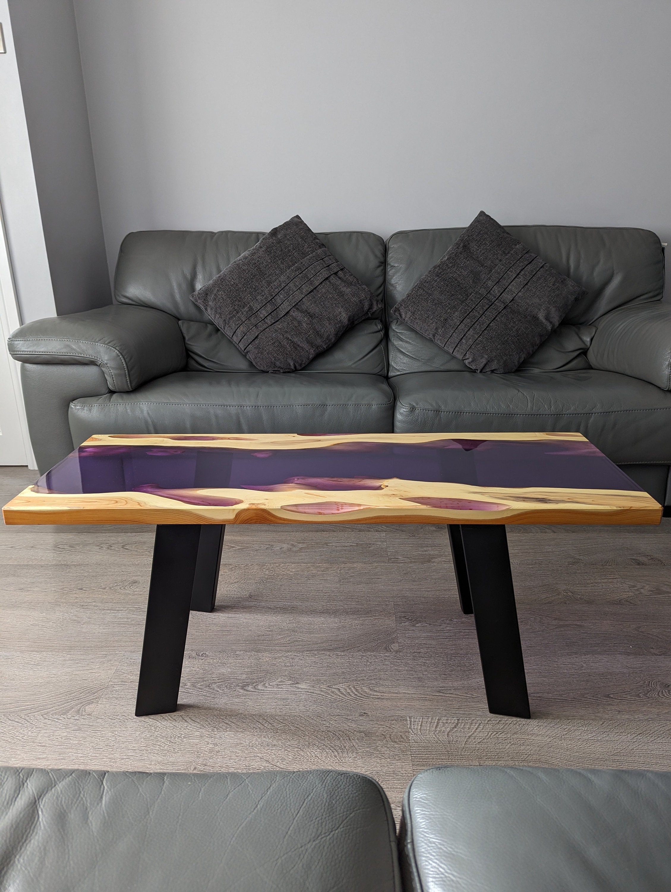 Live Edge Yew River Table With Amethyst Purple Epoxy Resin - Etsy UK
