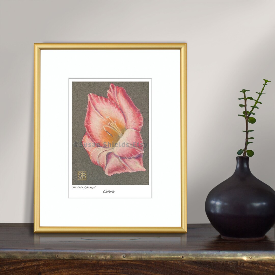 August Birth Month Flower Personalized Matted Print Pink - Etsy