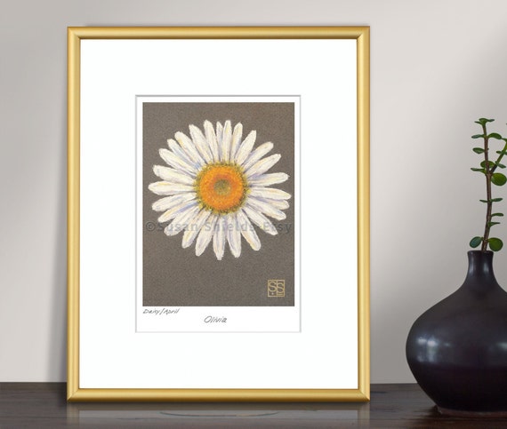 April Birth Month Flower Art Print White Daisy Painting - Etsy