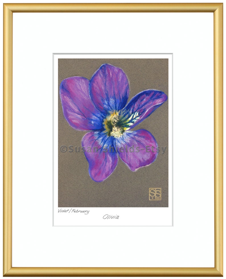 February Birth Month Flower Art Print Purple Violet Painting - Etsy