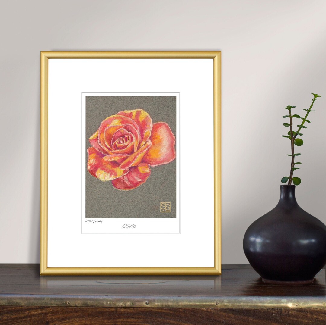 June Birth Month Flower Print Pink Rose Painting Personalize - Etsy