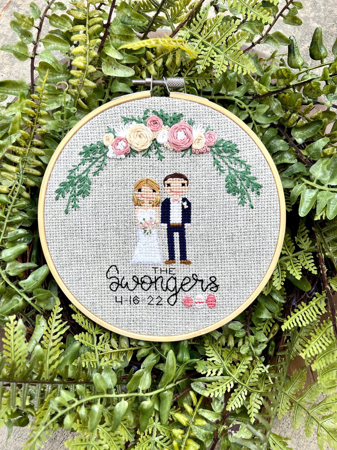Custom Wedding Cross Stitch Portrait - Etsy