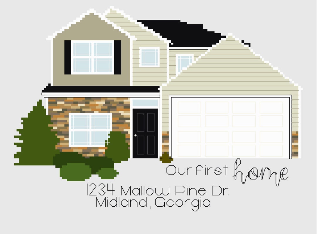 Custom House PATTERN for Cross Stitch, House Portrait Pattern, Custom ...