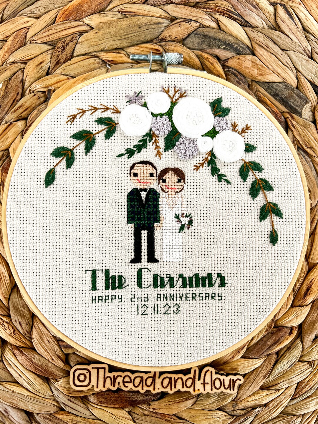 Custom Wedding Cross Stitch Portrait, Unique Christmas Gift, Engagement ...
