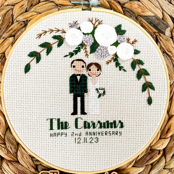Cross Stitch Wedding Portrait - Etsy