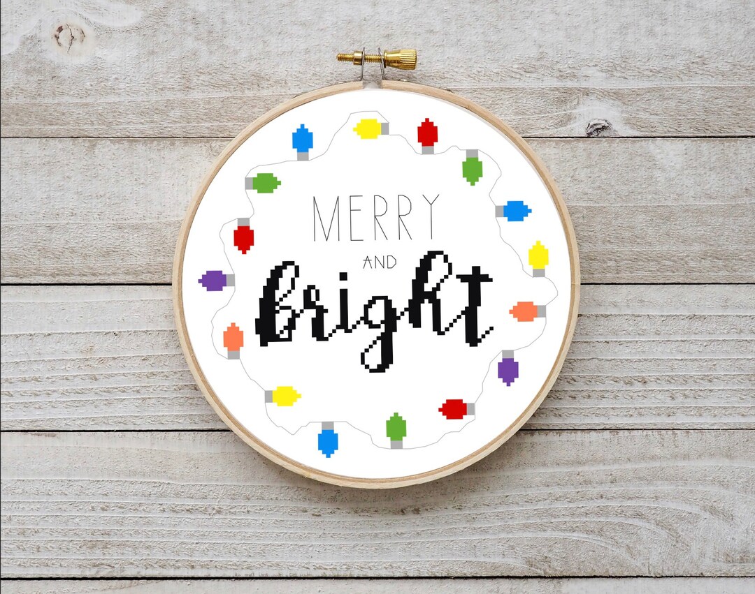 Merry and Bright Cross Stitch PATTERN, Christmas Cross Stitch Pattern ...