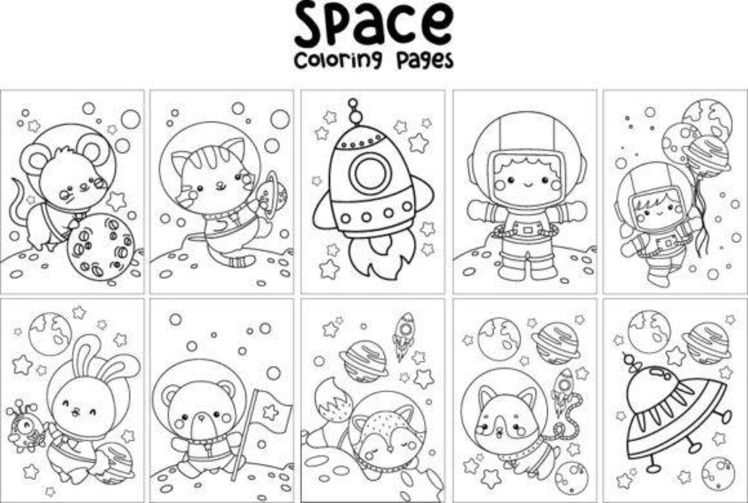 Cute Astronaut Space Colouring Pages | Printable Digital Download ...