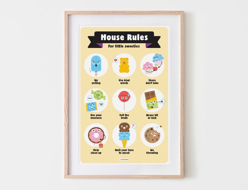 House Rules for Little Sweeties - Kids Art - Instant Download - Digital ...