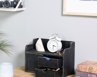 Black Wood Desk Organizer - Etsy