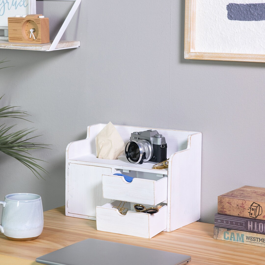 Vintage Wood Desktop Organizer Tabletop Rustic Storage With - Etsy
