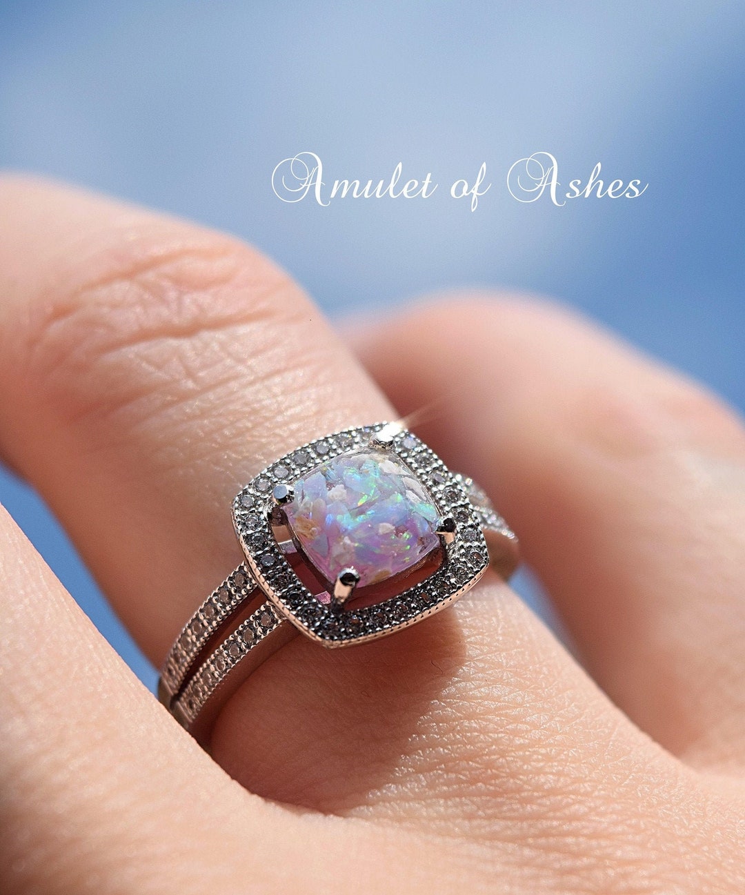 Cremation Ashes & Memorial Square Claw Ring - Etsy