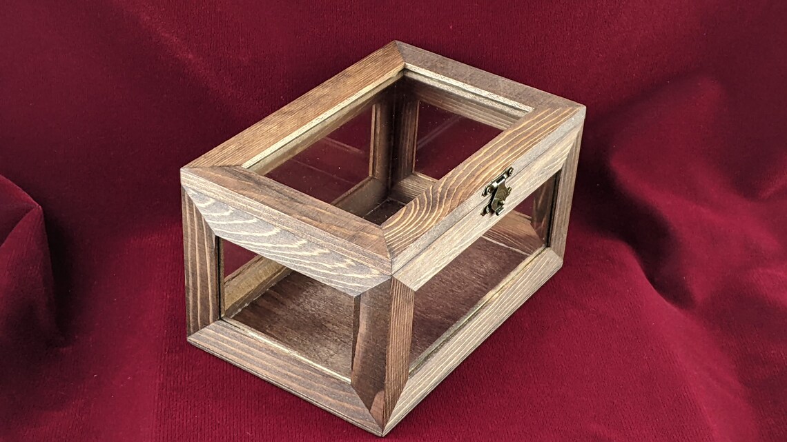 Wood Display Case a Box With Real Glass Sides Vintage Look - Etsy