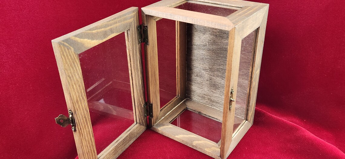Wood Display Case a Box With Real Glass Sides Vintage Look - Etsy