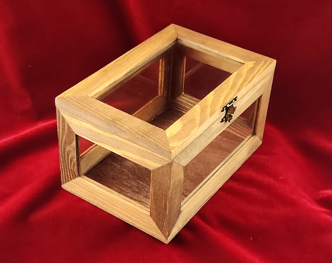 Wood Display Case a Box With Real Glass Sides, Vintage Look, Includes ...