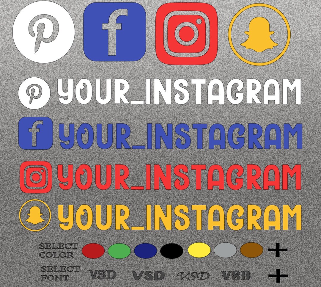 Instagram Pinterest Snapchat Custom Handle Decal Sticker for Car ...