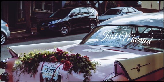 Just Married Getaway Wedding Car Sign 30 Inches Vinyl - Etsy