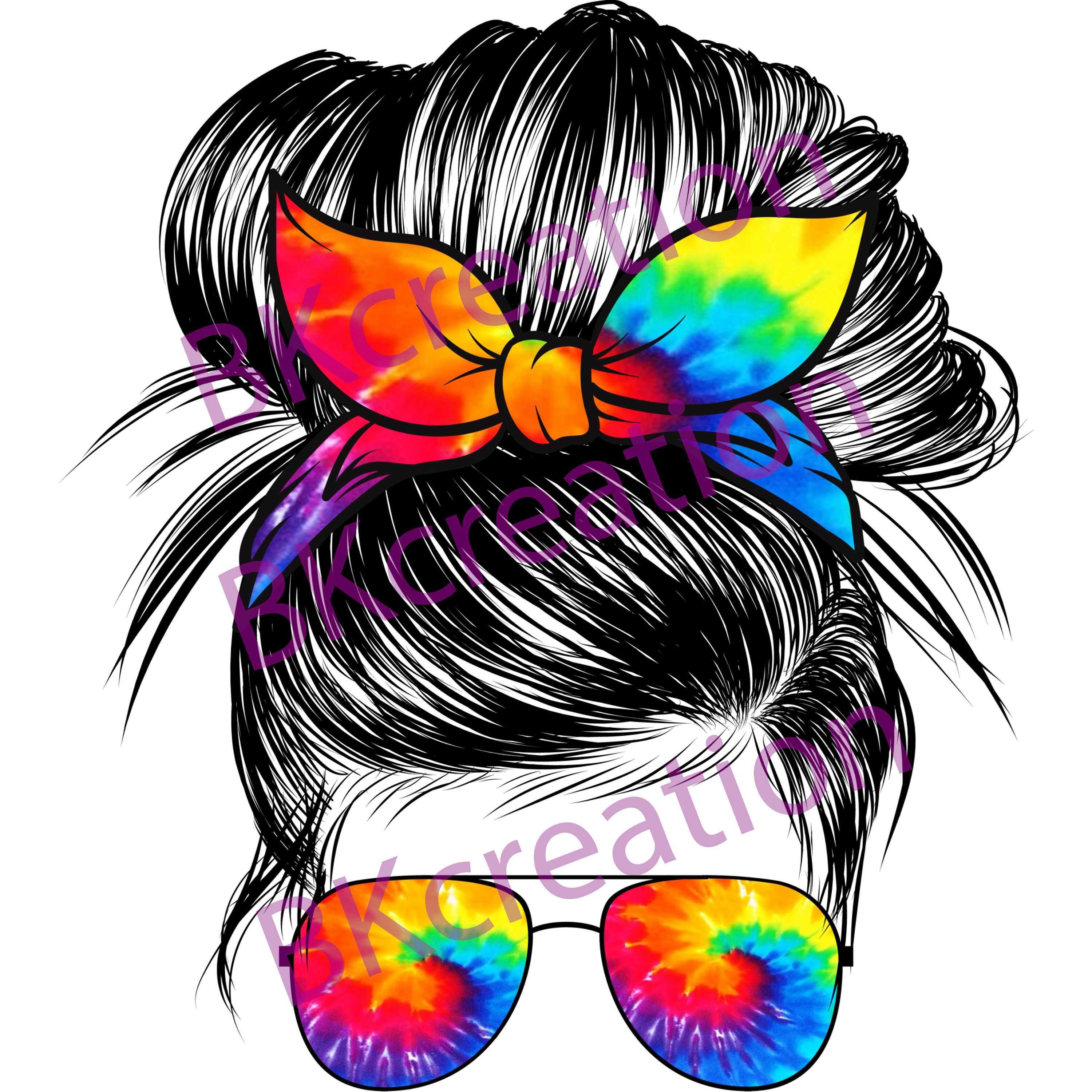 Messy Bun Tie Dye Design - Etsy