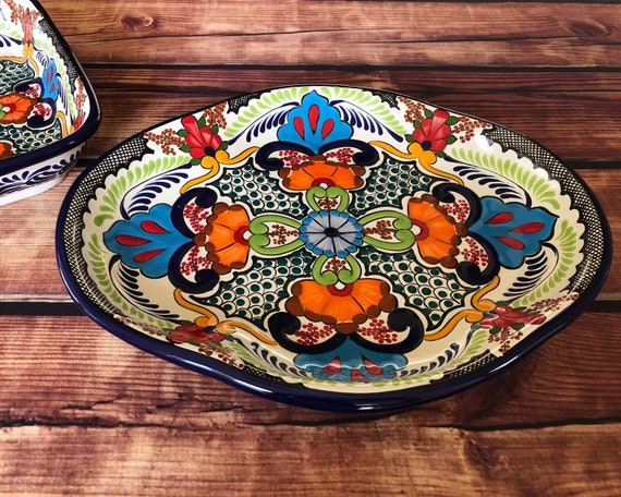 Kitchen Decor Ceramic Dinnerware Tray Oval Unique Hand Painted - Etsy