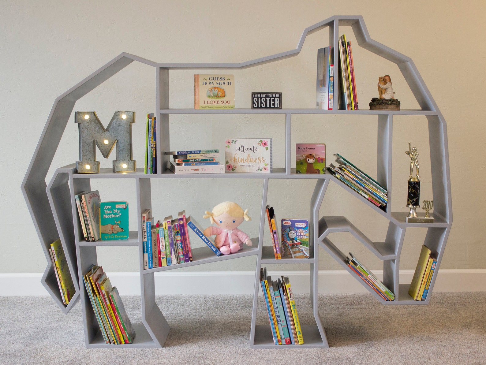 Kids Bookshelf Elephant Decor Bookcase Childrens Nursery Shelf - Etsy