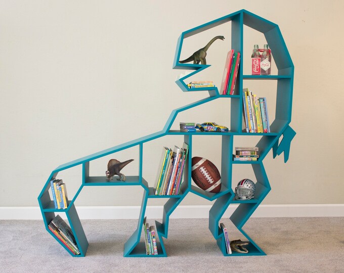 Kids Bookshelf Dinosaur Decor T-rex Bookcase Childrens Nursery Shelf - Etsy