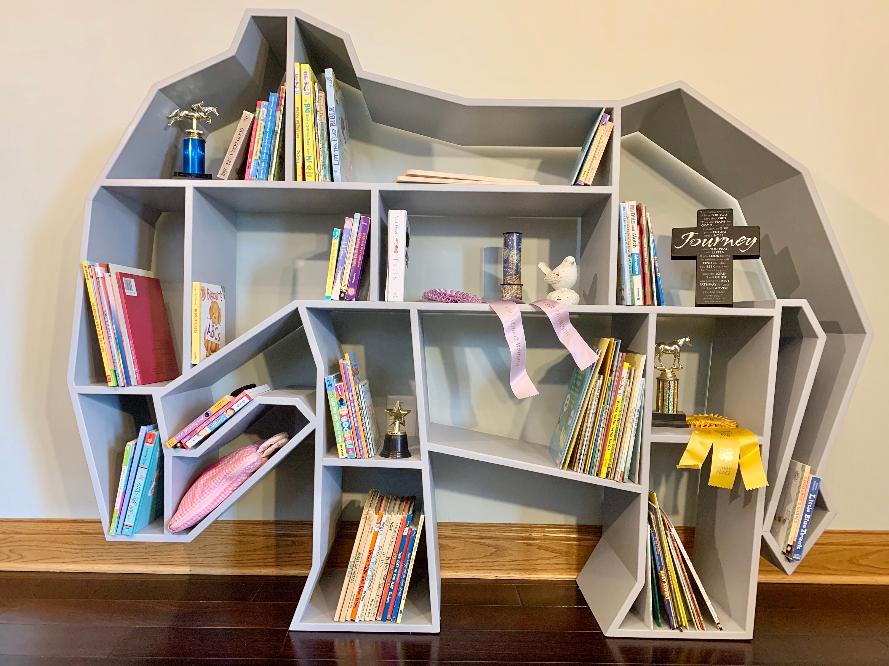 Kids Bookshelf Elephant Decor Bookcase Childrens Nursery Shelf | Etsy