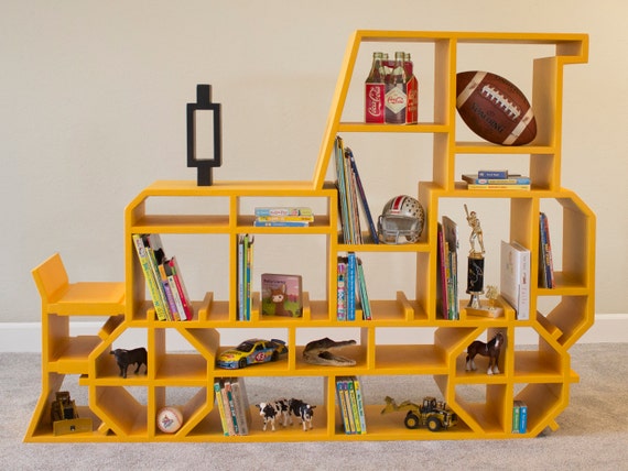 Kids Bookshelf Bulldozer Decor Bookcase Childrens Nursery - Etsy
