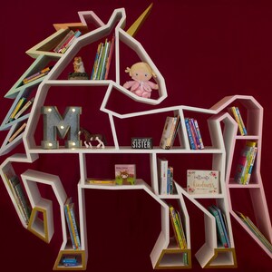 Kids Bookshelf Unicorn Decor Bookcase Childrens Nursery Shelf - Etsy