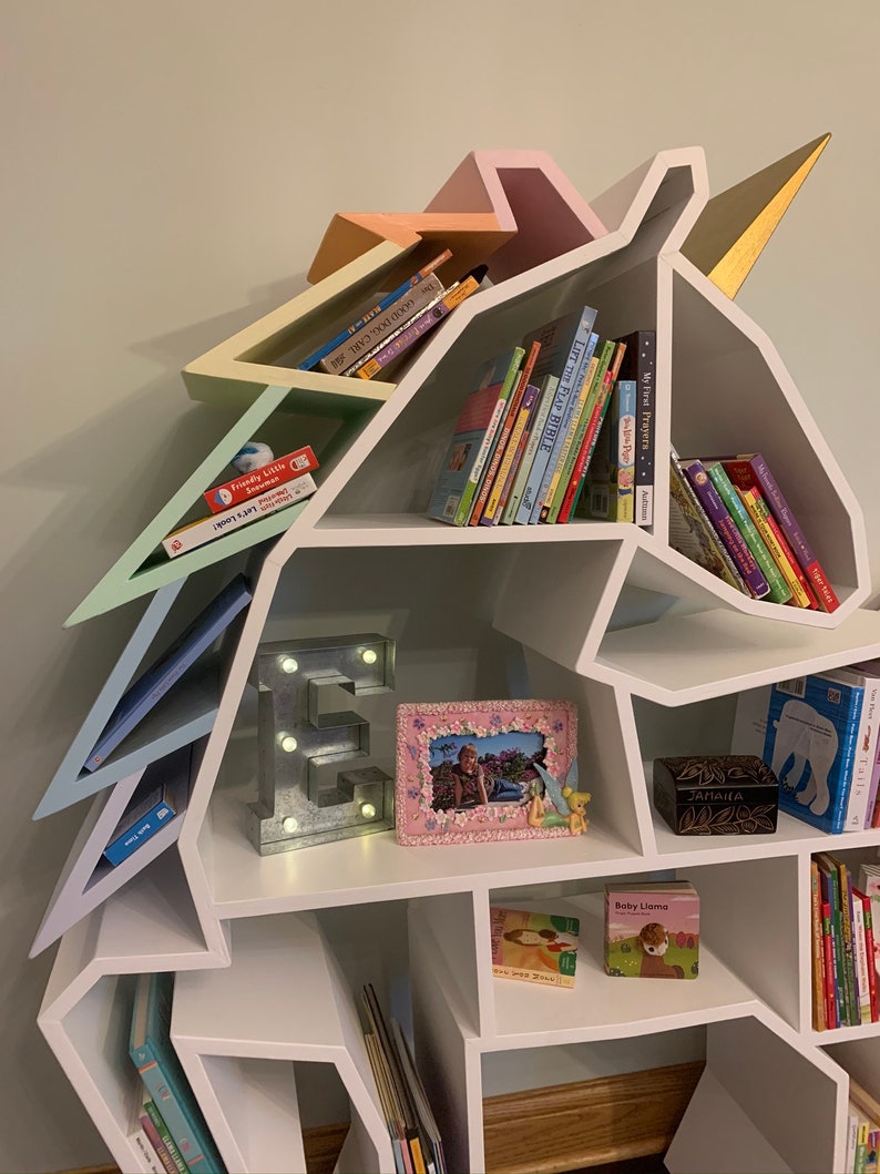 Kids Bookshelf Unicorn Decor Bookcase Childrens Nursery Shelf - Etsy