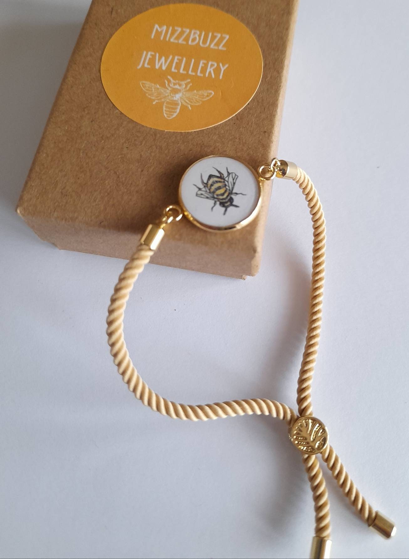 Hand Painted Bee Cord Bracelet, Insect Bracelet, Resin Jewellery ...