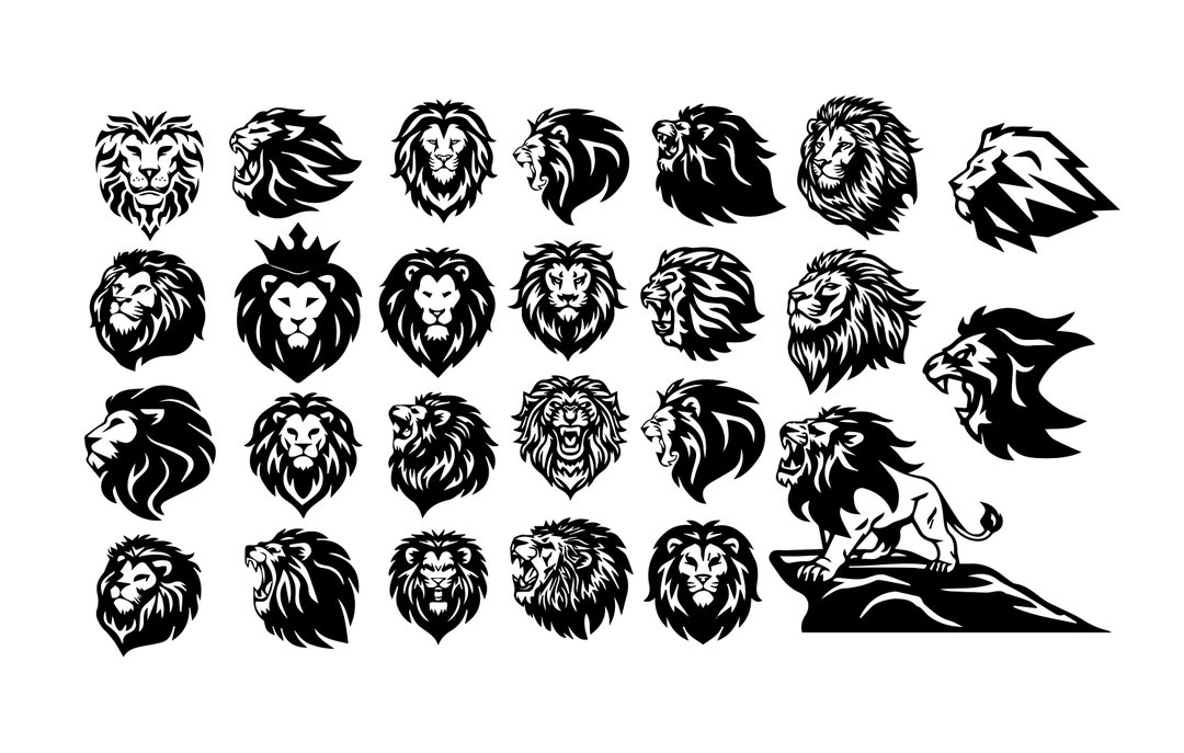 25 Lion Designs, SVG, EPS, Adobe Illustrator Editable Files, Lion Logo ...