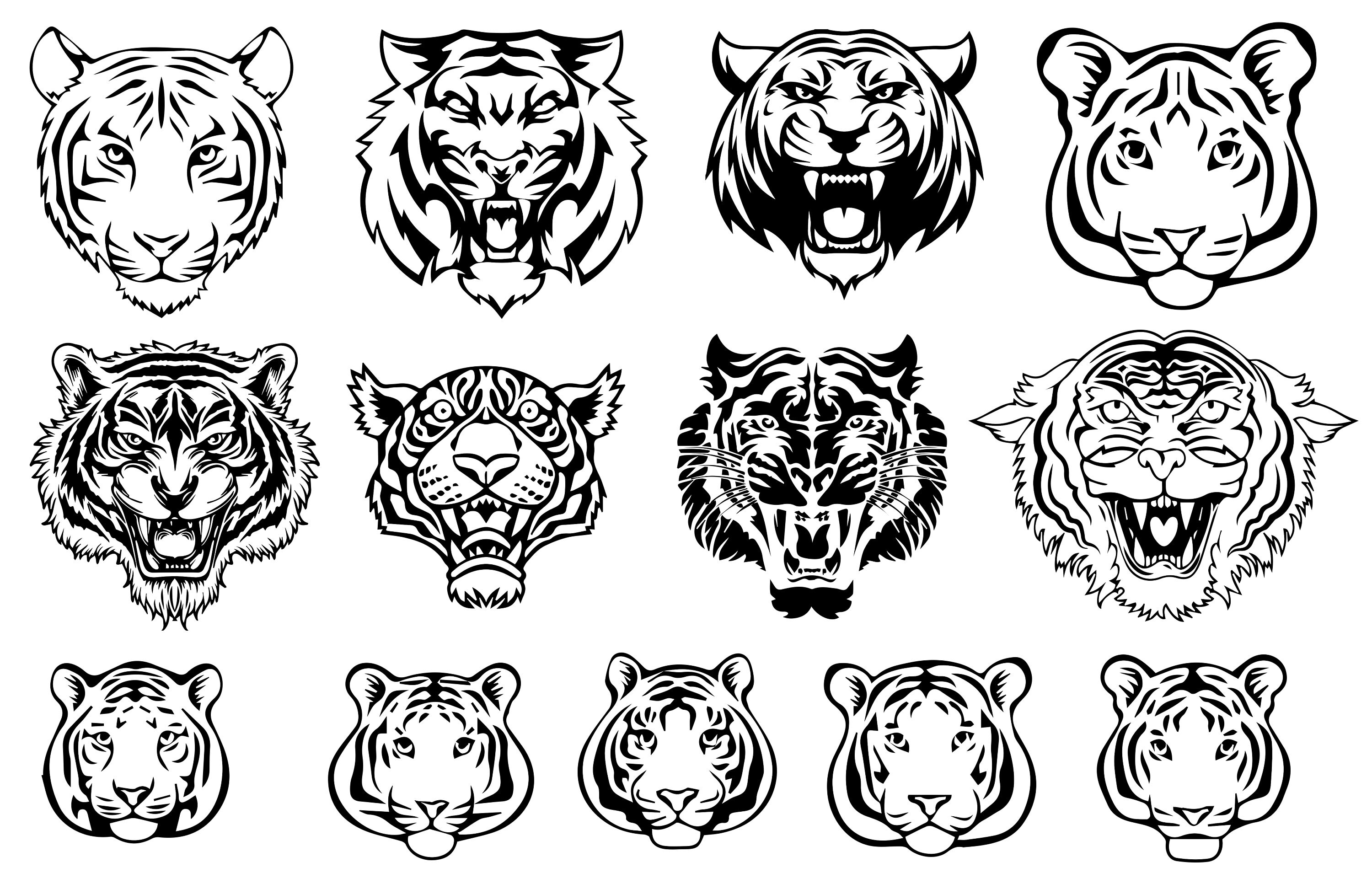 Tiger Clipart, 13 Tiger SVG, Roaring Tigers Illustration, Tigers ...