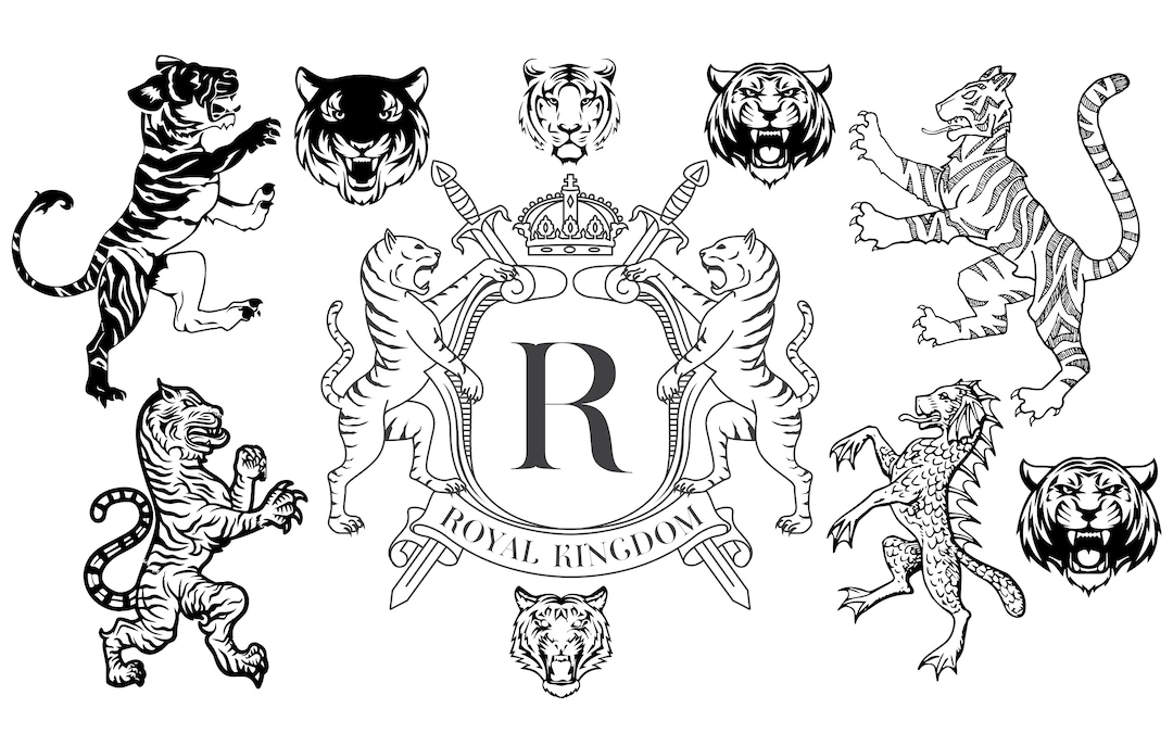 Tiger Design, 11 Tigers SVG, Royal Tigers, Heraldic Tigers, Tigers ...