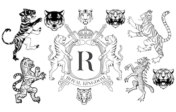 Tiger Design 11 Tigers SVG Royal Tigers Heraldic Tigers | Etsy