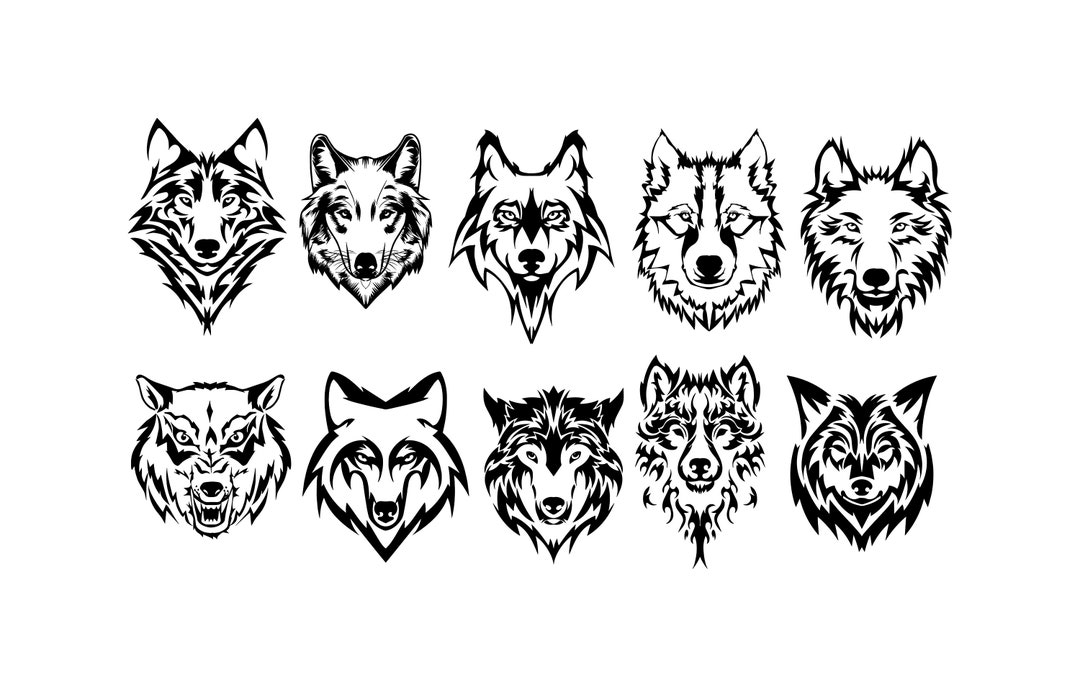 10 Wolf SVG, EPS, Vector Files, Wolf Illustration, Wolf Portrait, Wolf ...