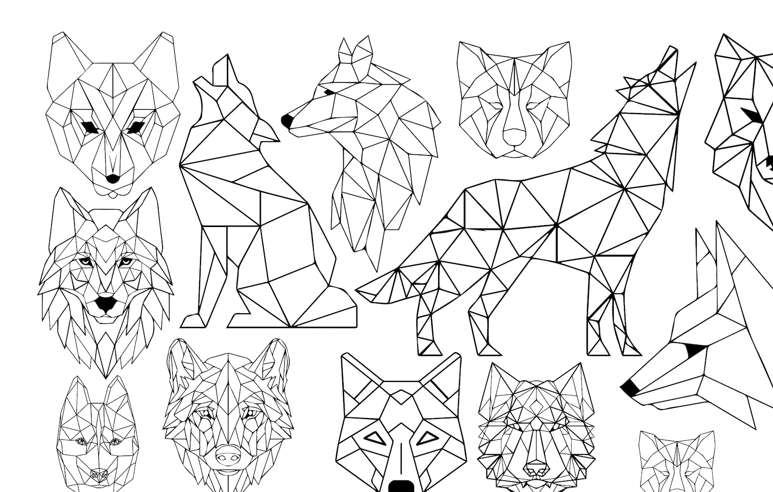 Wolf SVG, EPS, AI Bundle, 15 Wolf, Polygonal Wolf, Geometric Wolf ...