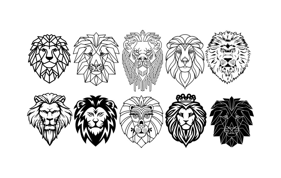 Lion Clipart, 10 Lions SVG, EPS, Vector Editable Files, Lion Portrait ...