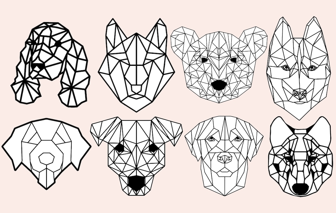 Polygonal Dogs, SVG, EPS, Adobe Illustrator Files, 8 Geometric Dogs ...