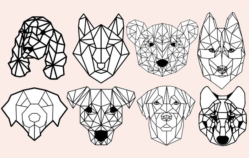 Polygonal Dogs, SVG, EPS, Adobe Illustrator Files, 8 Geometric Dogs ...
