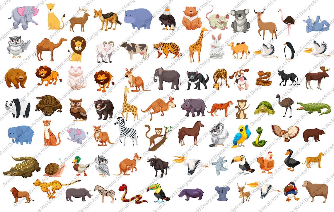 Wild Animals Bundle, Animals SVG,84 Wild Animals Vector Art, ,AI Format ...
