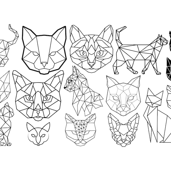 Geometric Cat - Etsy