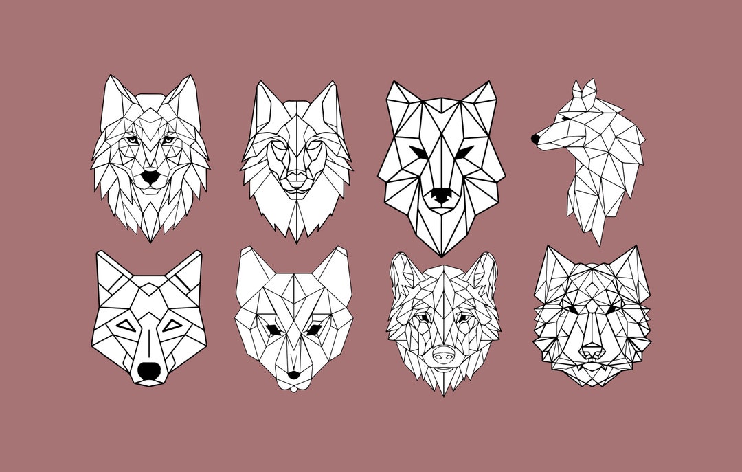 Wolf SVG, EPS, Vector Files, 8 Polygonal Wolf, Polygon Wolf, Geometric ...